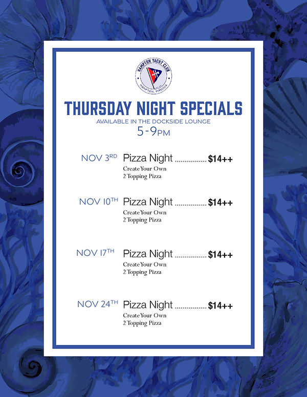 Thursday Night Specials | Hampton Yacht Club