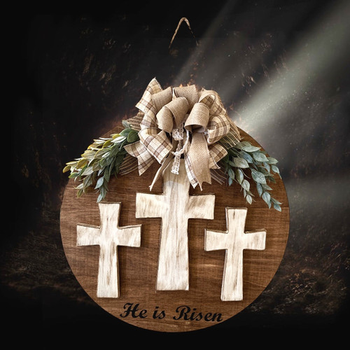 "He Is Risen" round sign | Calm Water Creations