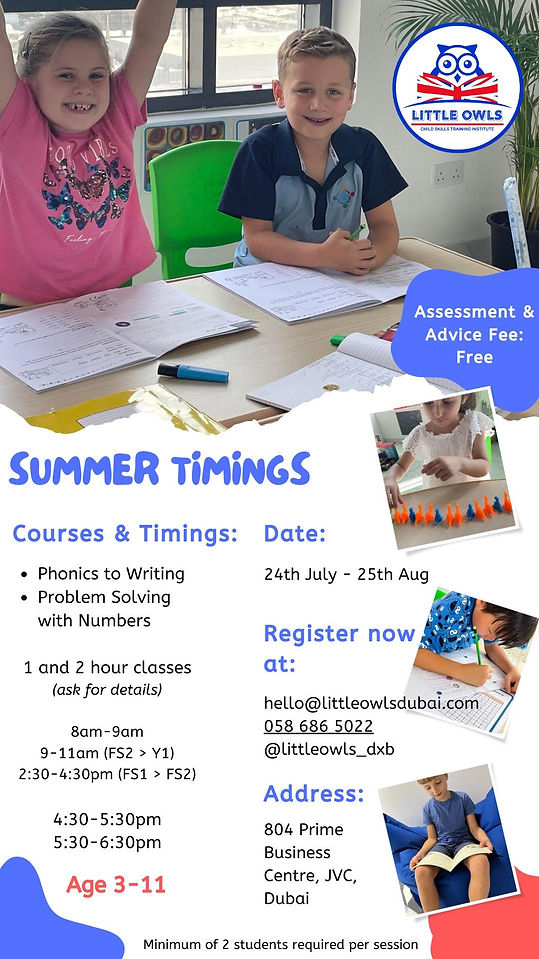 Little Owls | phonics classes, qualified teachers, Dubai