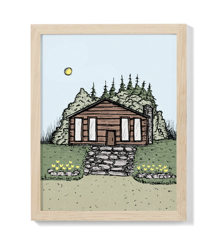 Wooden Cabin Print | jennasdoodles