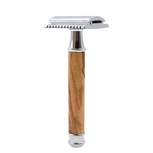 Wood Old-fashioned manual shaver holder olive handle beard Shaver from ...