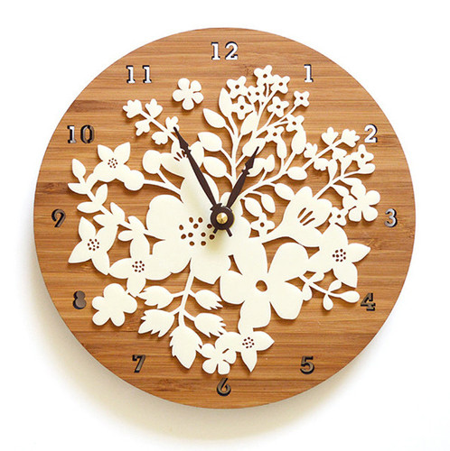 Bamboo Wood Wall Clock Flower Clock | EcVendor Official