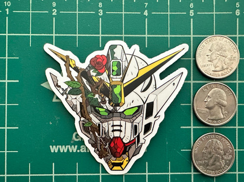 Gundam Wing Floral 3" Vinyl Sticker | cheshirecatart