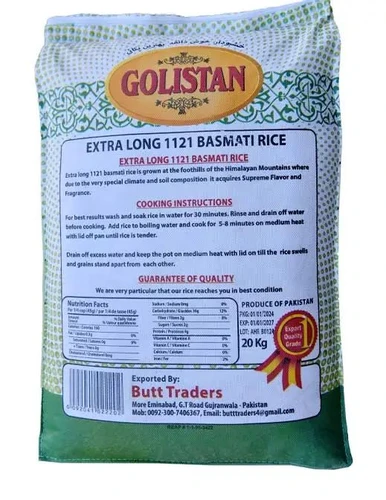 Golistan Extra Long 1121 Basmati Rice 20kg | First Choice Store