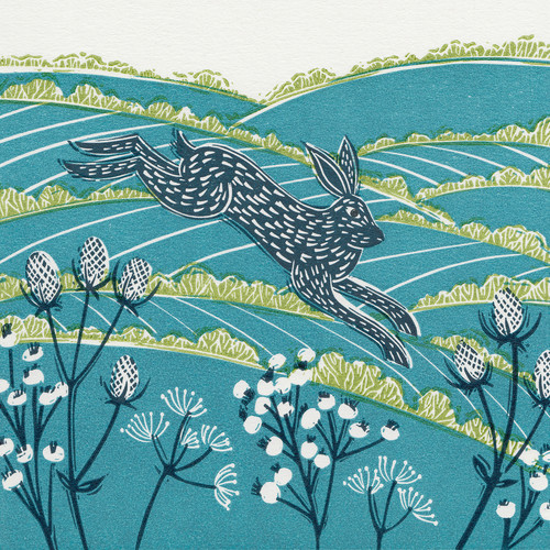 Winter Hare Linocut Print | Original Handmade Artwork by Michelle ...
