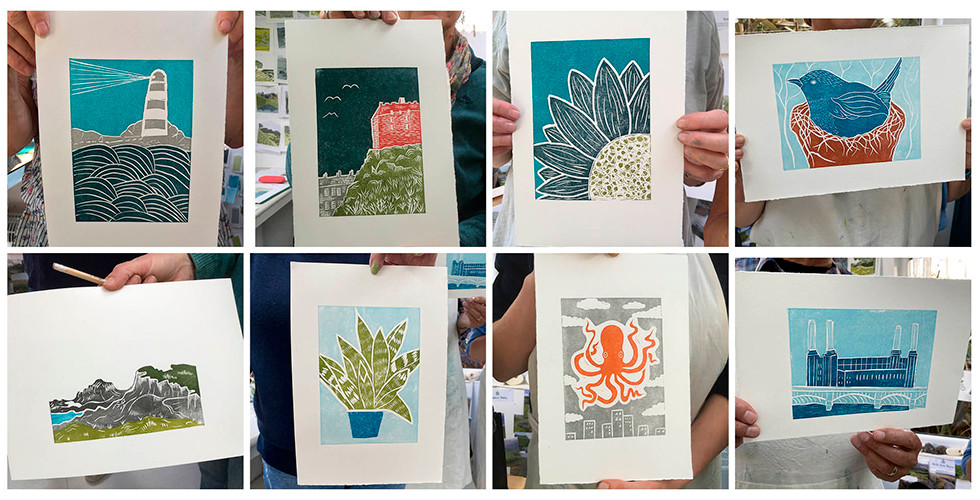 Jigsaw linocut printing workshop, York | Michelle Hughes Design