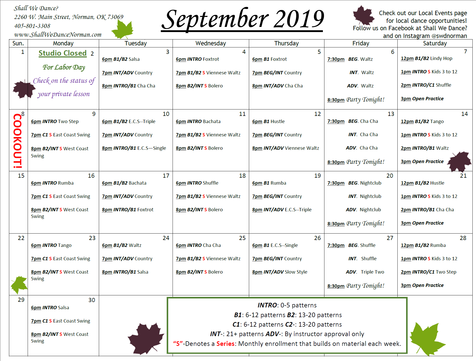 Calendar | Shall We Dance?