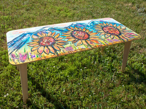 The Sun Is Shining On You Sunflowers & Mountain Coffee Table Furniture ...