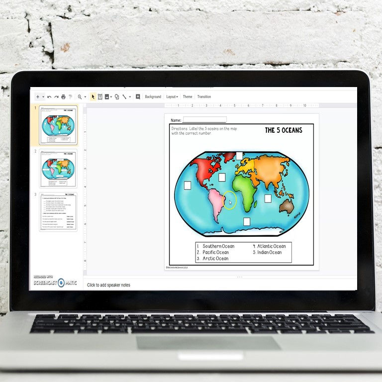 The Five Oceans of the World Lesson Activities