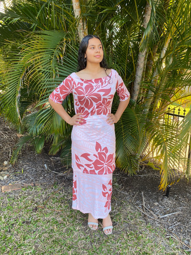 Alofa Puletasi - Light Pink & Maroon | Elei Island Apparel