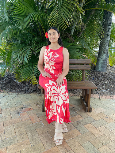 Manaia Strap Dress - Red & Gold | Elei Island Apparel