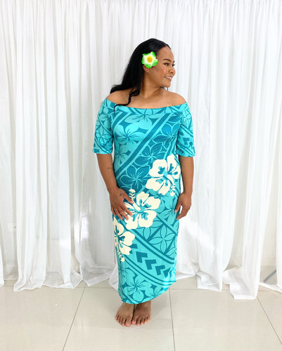 Isla Off-Shoulder Dress - Teal | Elei Island Apparel
