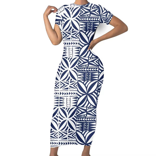 Aroha Body-Con Dress - Navy Blue & White | Elei Island Apparel