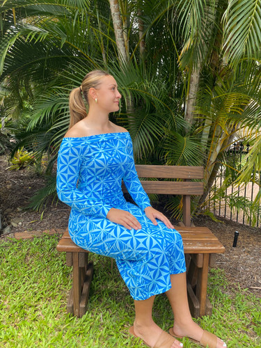 Anahera Long Sleeve Dress - Blue | Elei Island Apparel