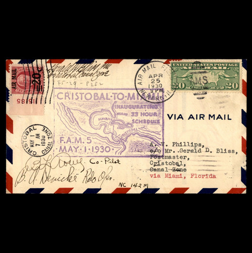US First Flight Cover FAM 5 Round Trip Lindbergh Cover Autographed by ...