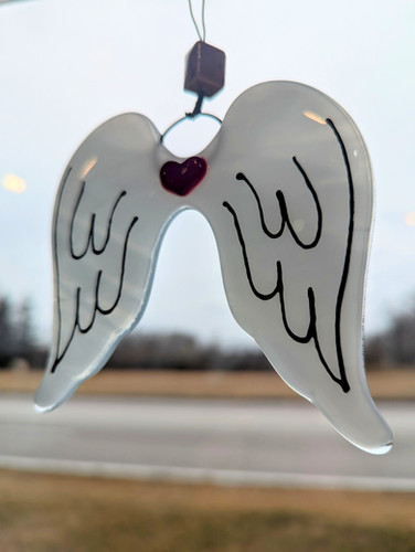Angel Wings Glass Suncatcher | Copper Moon Studio