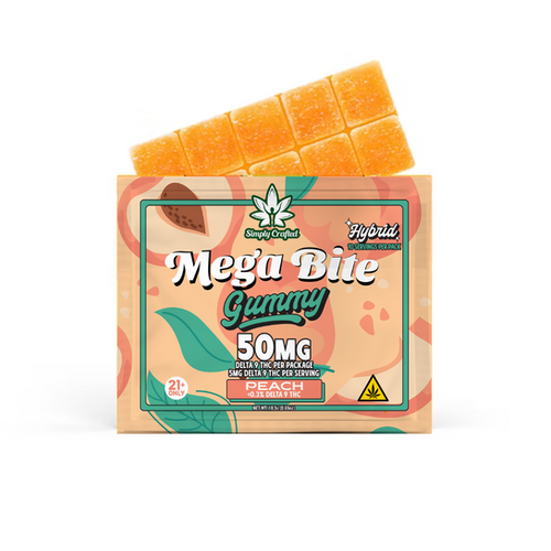 Mega Bite Peach Gummy Bar | 50mg THC | Luxe
