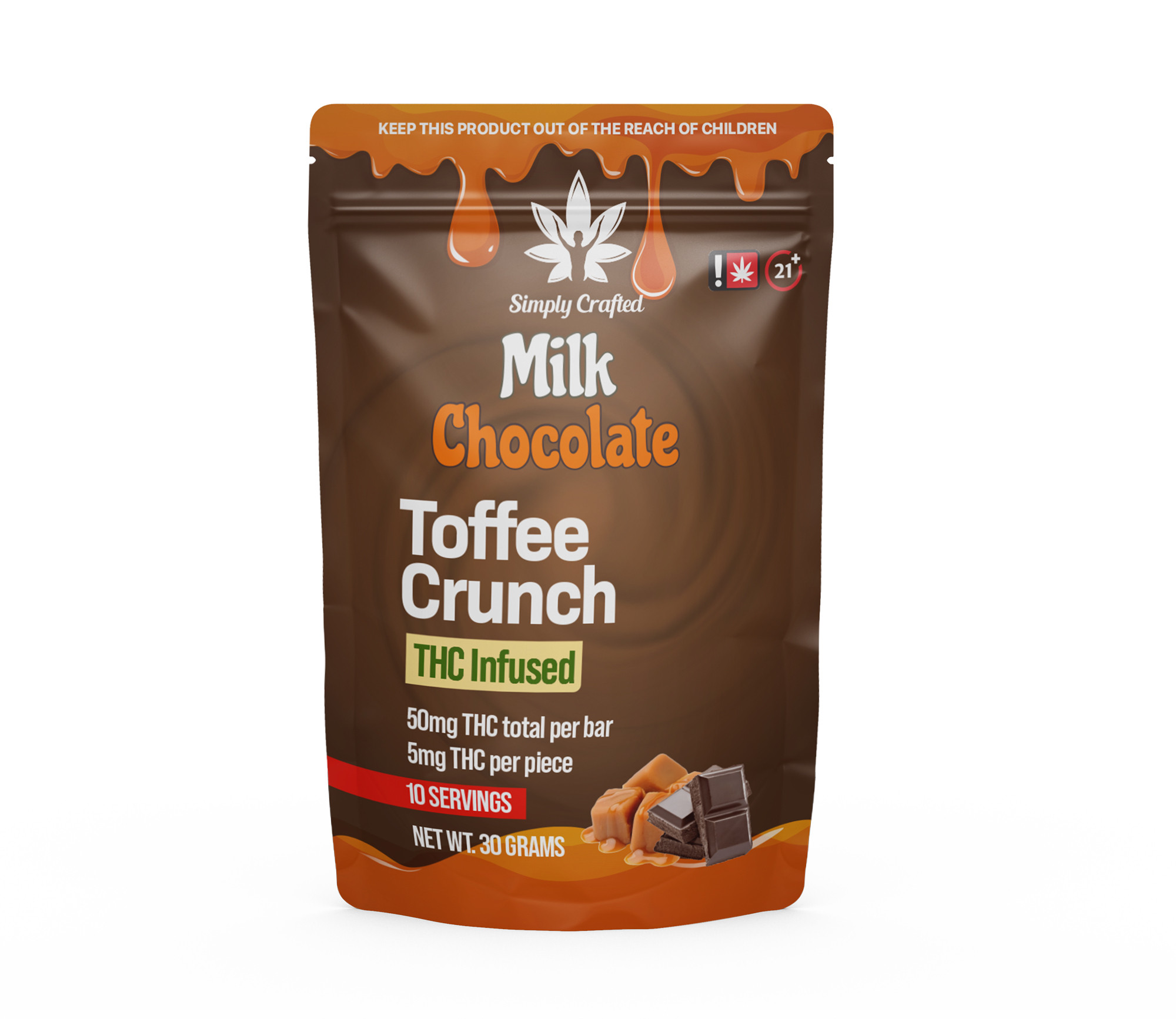 Milk Chocolate Toffee Crunch Bar | 50mg THC