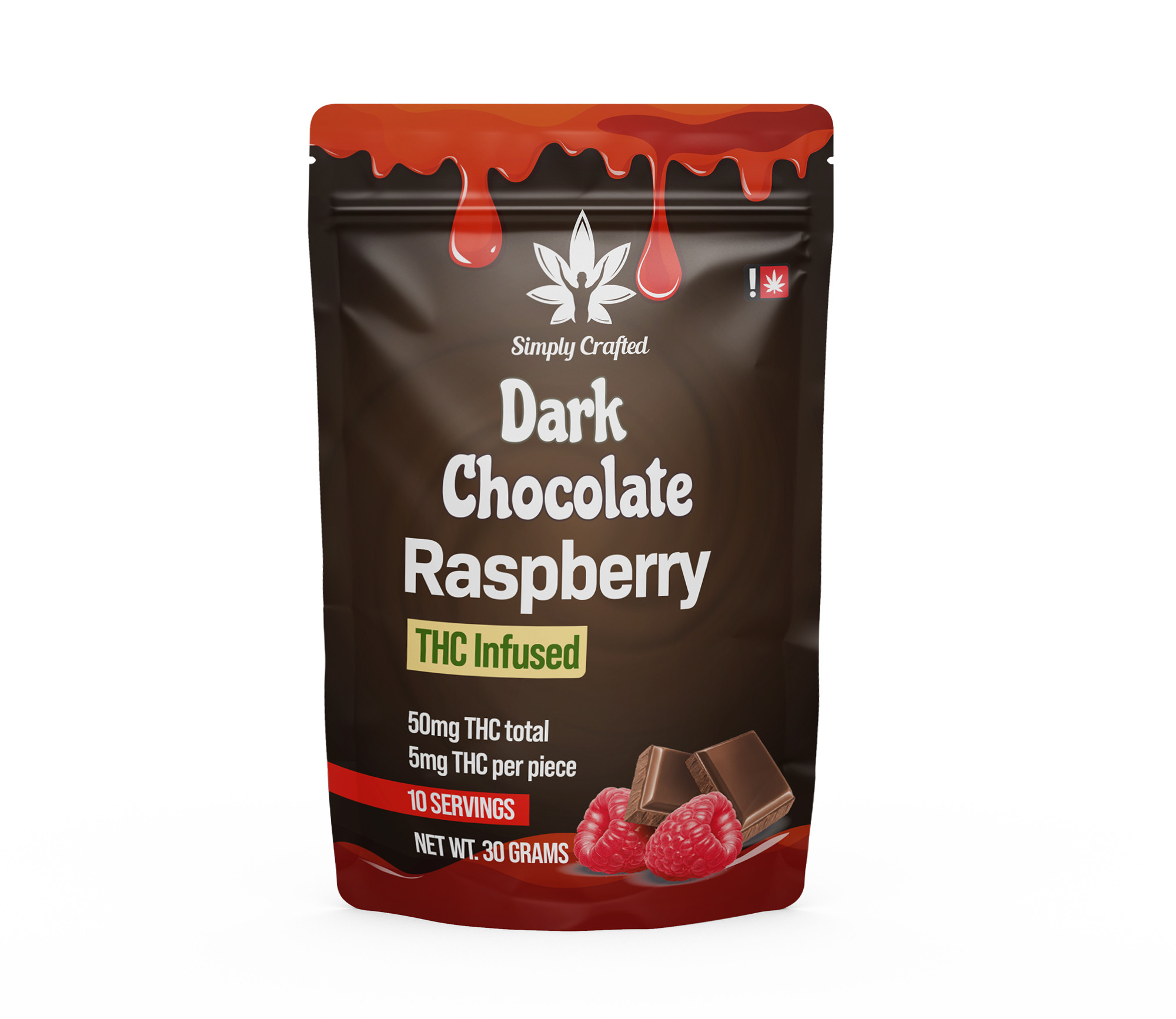 Dark Chocolate Raspberry Bar | 50mg THC
