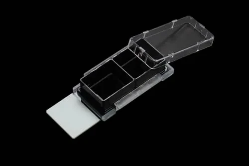 Cell Culture Chamber Slides, 2 well w/glass slide, Black, 4.55 cm2, 1.2 ...