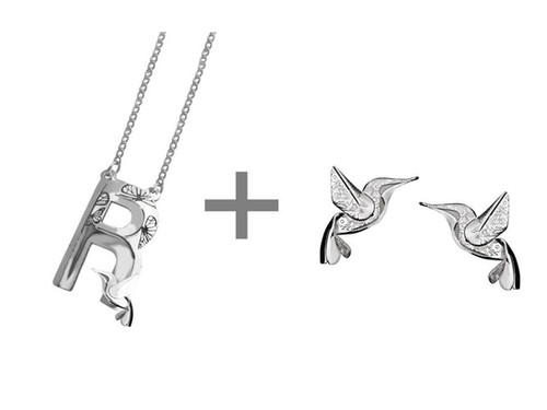 Conjunto Letra Colibri con Aretes Colibri | Aranza DÜKE Tienda
