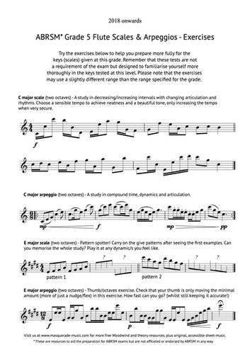 Flute Grade 5 (ABRSM*) Exercises/worksheet - taking it further ...