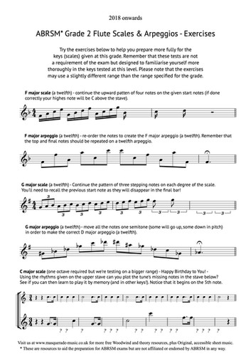 Flute Grade 2 (ABRSM*) Exercises/worksheet - taking it further ...