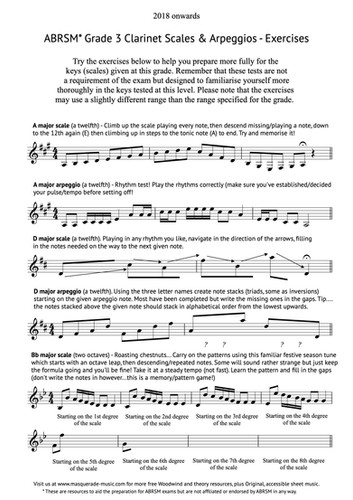 Clarinet Grade 3 (ABRSM*) Exercises/worksheet - taking it further ...