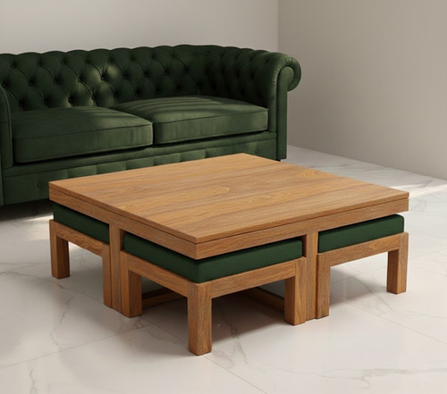 Buy Solid Wood Center Table With Four Stools Seating - Flat 30% OFF ...