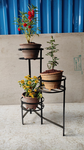 Round three step Flower Pot Stand | Golden Fabrication