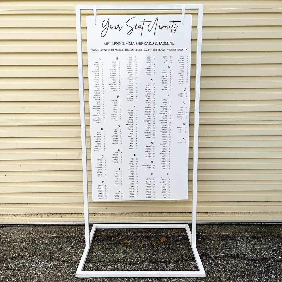 Seating Arrangement Signage 301-500 Guests | LV Prints