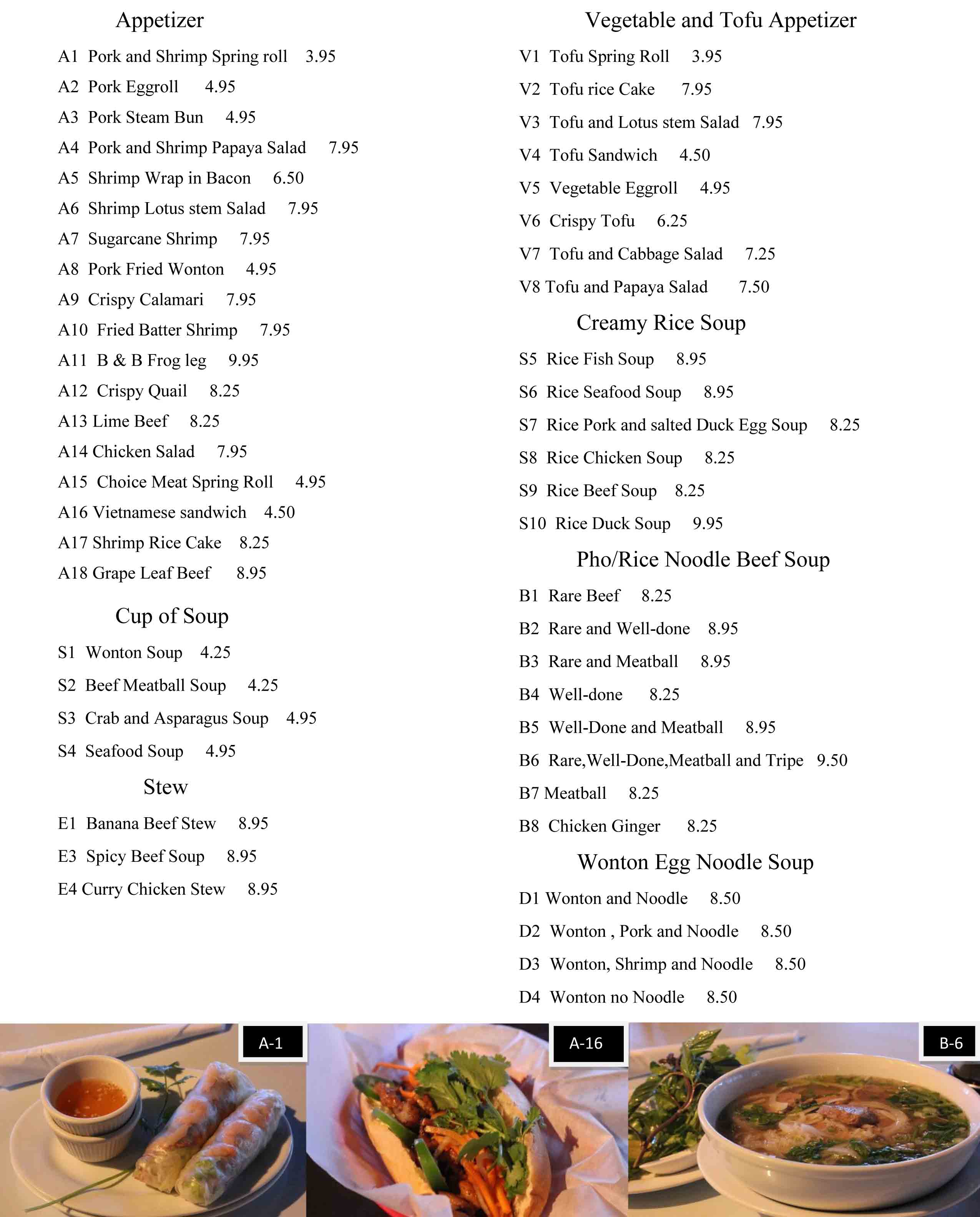 MENU • Cafe Da Lat