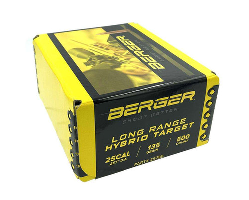 BERGER 25 Caliber 135 Grain Long Range Hybrid Target Rifle Bullets ...