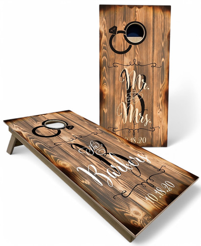 Rustic Wedding Ring Cornhole Boards | IHeartCornhole
