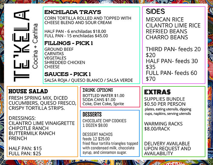 CATERING MENU | TEKELA