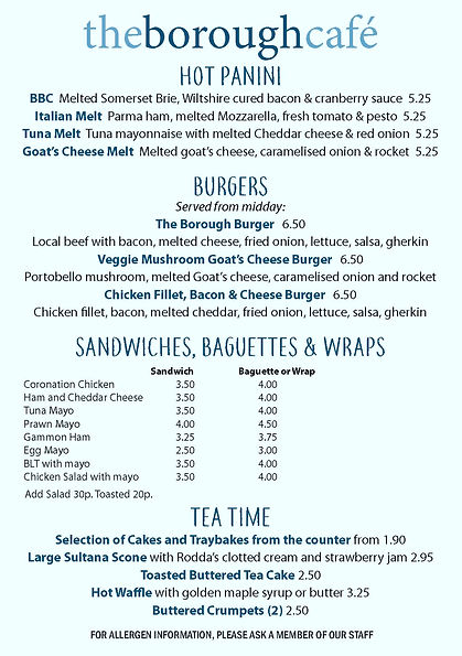MENU | The Borough Cafe