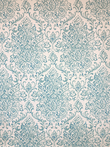 Aqua Scroll Damask Upholstery Fabric | shopmyfabrics