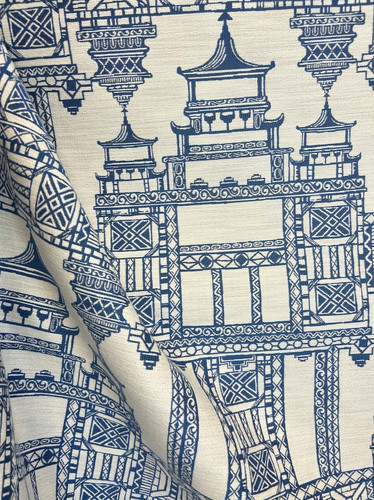Nobility Delft - blue - buildings - upholstery - fabric by the yard ...