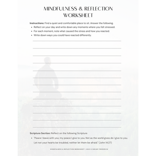Mindfulness & Reflection Worksheet | Lady Jewels 2023