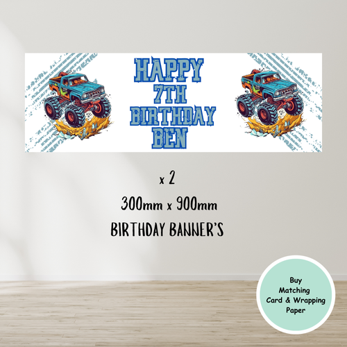 Monster truck birthday Banner's | KBT Creations