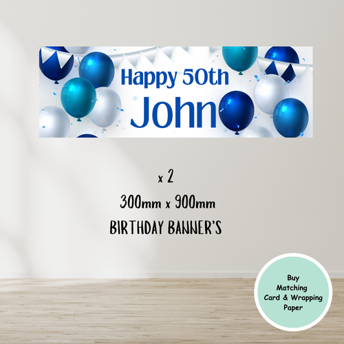 Blue and white Birthday Banner's | KBT Creations