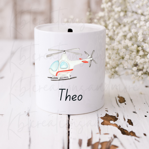 Personalised Helicopter Money Box | KBT Creations