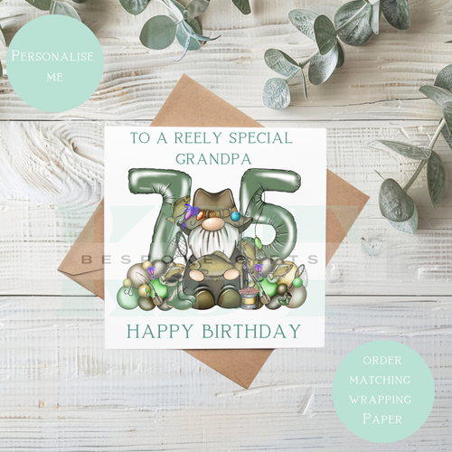 Gonk Fishing Birthday Card | KBT Creations