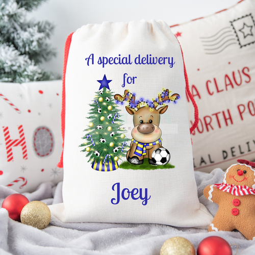 Personalised Football Reindeer Christmas Sack | KBT Creations