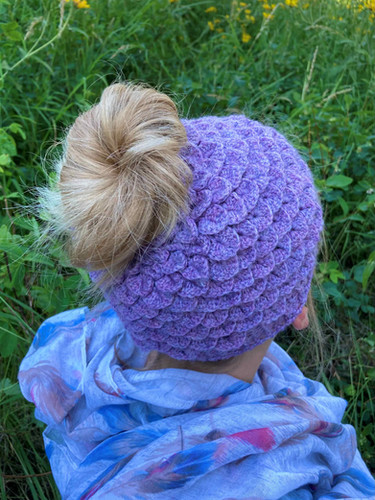 Dragonscale Messy Bun Hat~ CROCHET PATTERN ONLY | Wings & Wishes