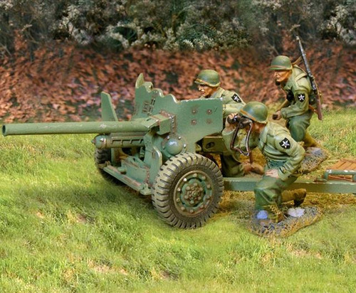 CS00587 - US 2nd ID 57mm Anti-Tank Gun 3 Figs & Ammo Shells, Box ...