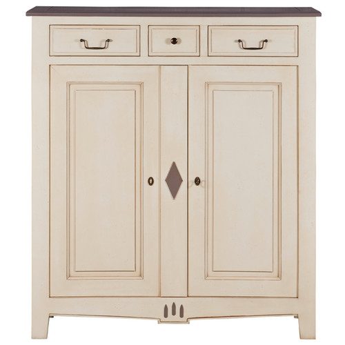 Buffet haut MÉLANIE merisier massif blanc-crème | Maison Gontier