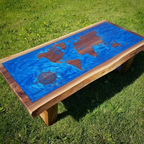 Black Walnut World Map Coffee Table | Arisan Woods
