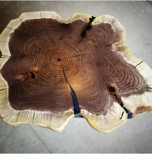 Black Walnut Round Crosscut Coffee Table | Arisan Woods