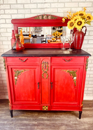 Antique Marquee Cabinet with mirror | Restored Relics